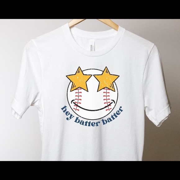 Bella Canvas | Tops | Hey Batter Batter Smiley Face Emoji Baseball ...